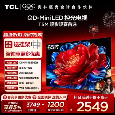 【10年保修】TCL电视 65T5M 65英寸 QD-Mini LED控光 288Hz高刷屏