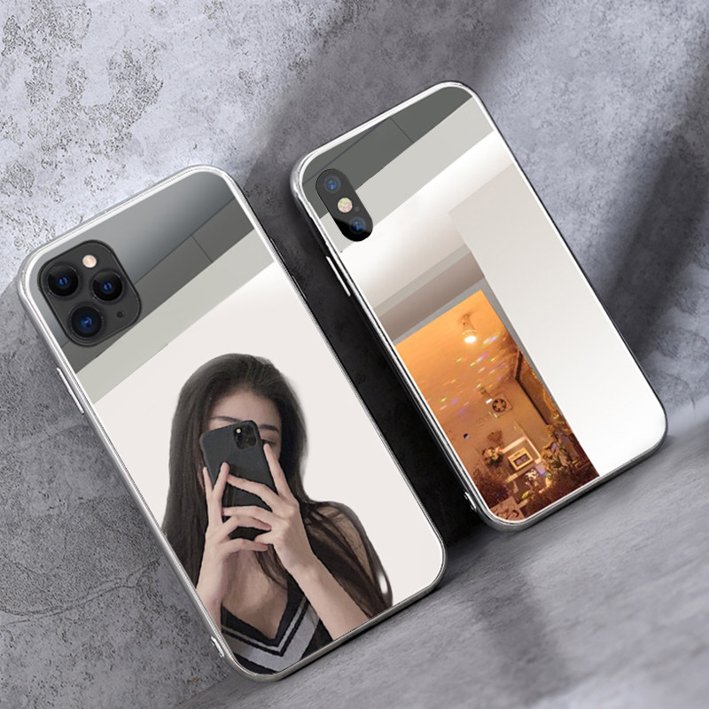 适用苹果x手机壳iphonex镜子iPhone Xs潮牌Max玻璃XR网红se2补妆11pro带8plus女镜面6限量版7xr个性创意6s_虎窝淘