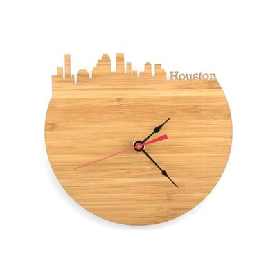 Houston休斯敦天际线挂钟客厅办公室墙面壁挂表石英时钟城市剪影