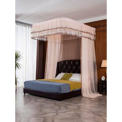 调网红导蚊帐拉绳落地压轨脚1IEM.5米床1.8厚m加支架家用不打孔可