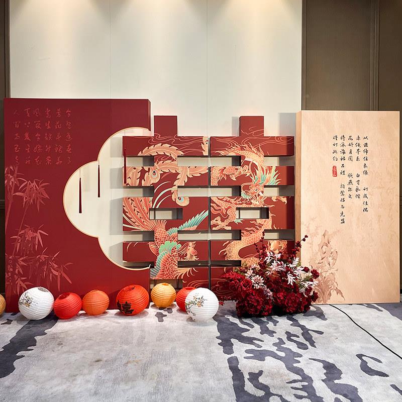 婚宴布置装订饰立体喜场超巨大落地kt板背景墙家里景小摆件全字套