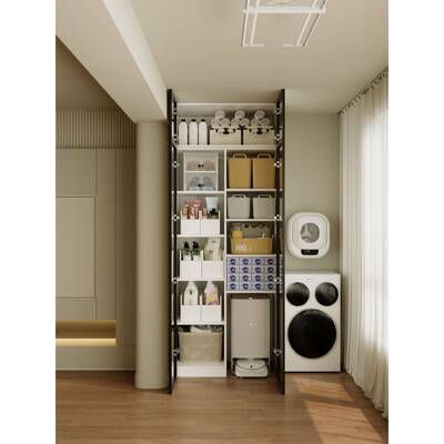 阳台储柜定制镜面柜一体墙扫地机器门人大容量洞洞TPW板置物物高