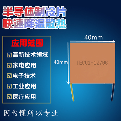新品 纯紫铜超薄g制冷片TECu1-12706 40*40*2MM 5-12V快速导热致