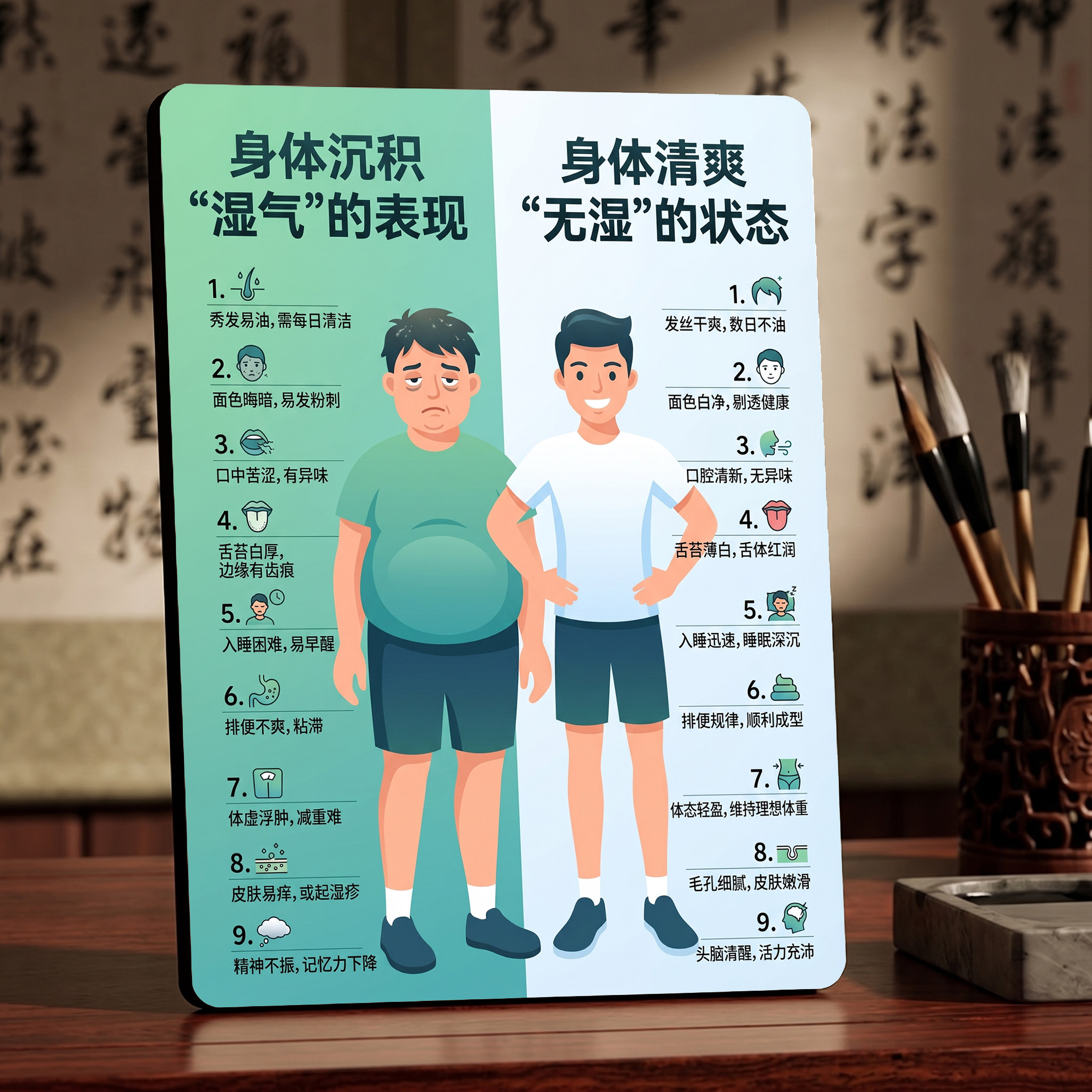 身体湿气科普 美容院店内宣传 桌面装饰摆件