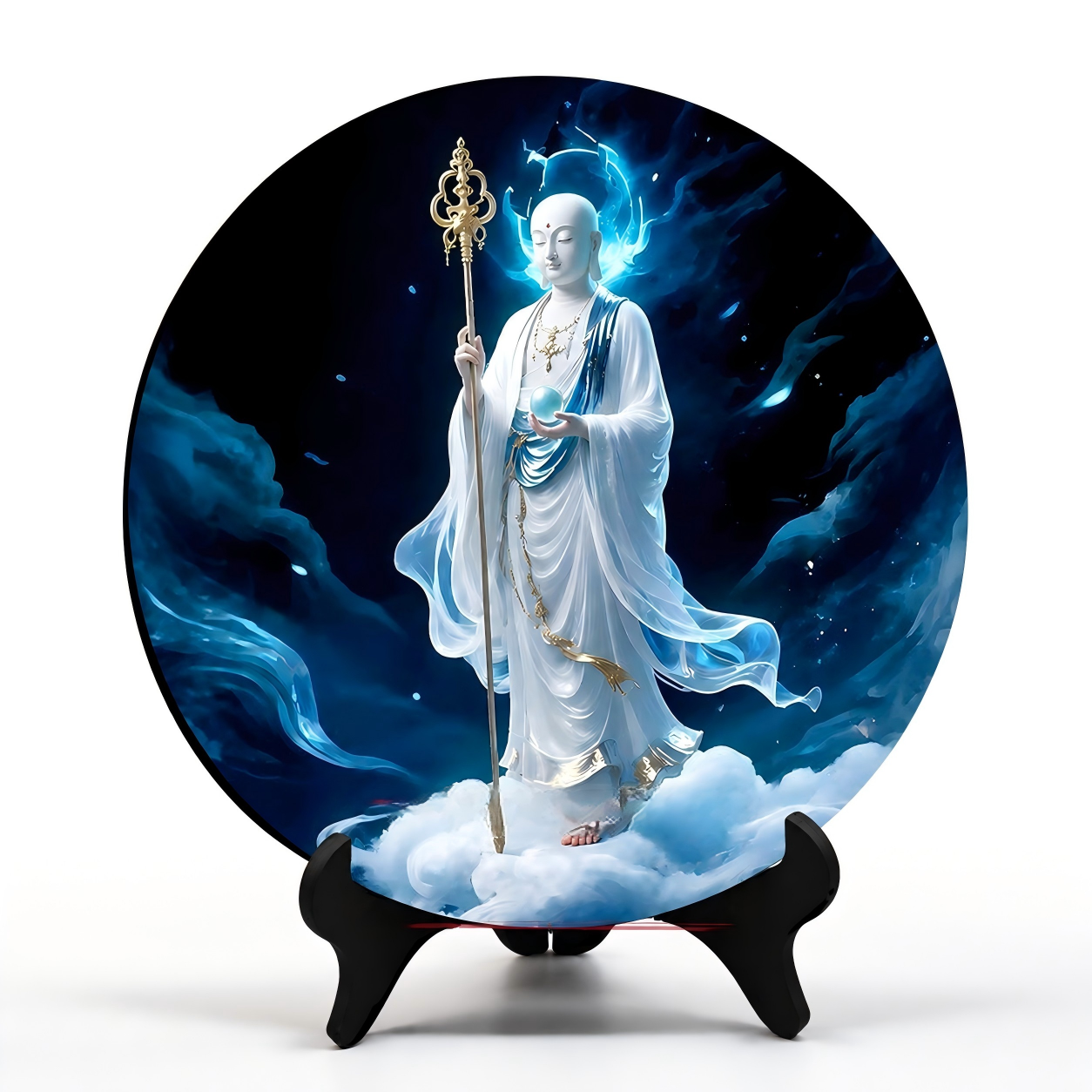 白光地藏王菩萨摆台平安祈福客厅玄关桌面装饰工艺品供奉摆件