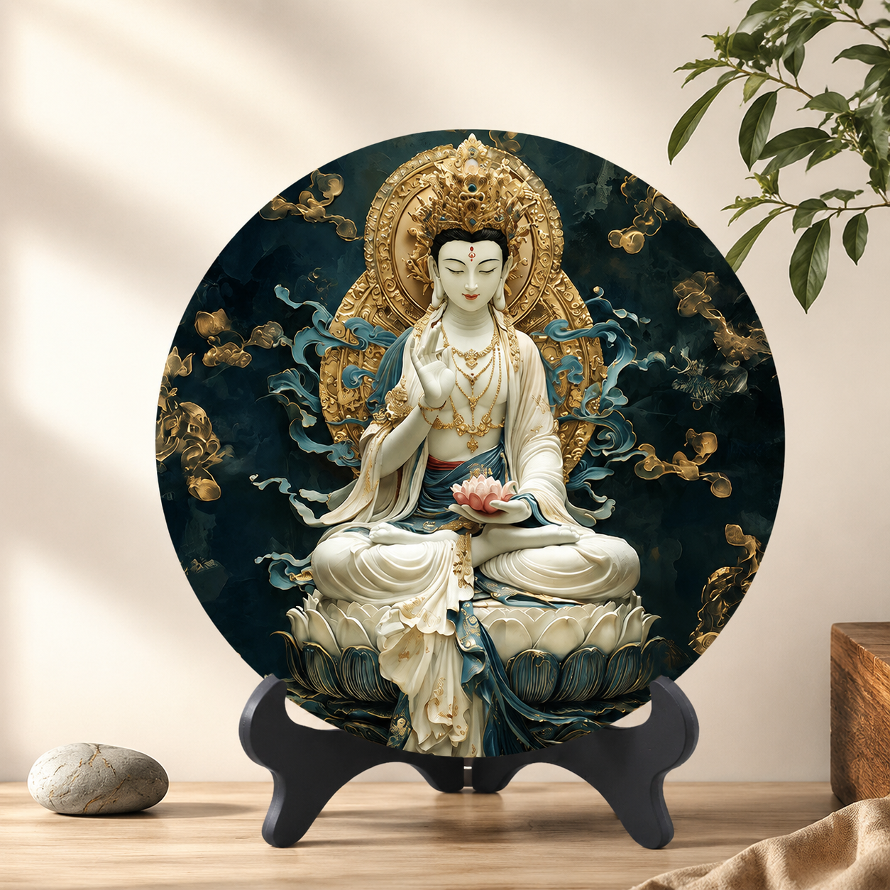 新中式观音菩萨装饰摆件客厅玄关禅意供奉摆台平安吉祥家居饰品