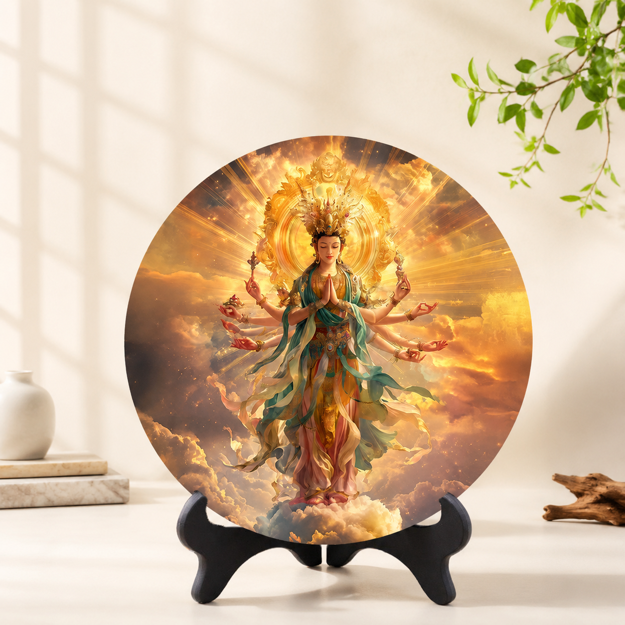 新中式千手观音佛像摆件客厅玄关供奉桌面摆台保平安家居装饰品