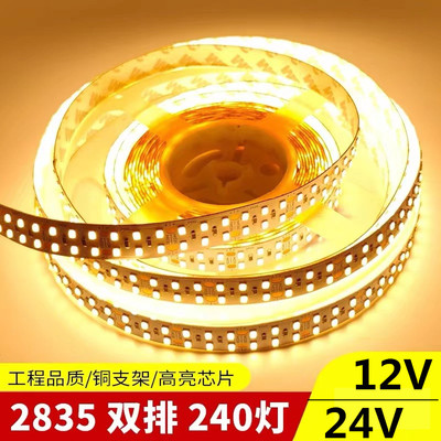 LED12V24V贴片双排240珠480灯超亮家装自粘吊顶货柜套管防水灯带