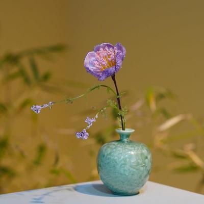 景德镇结晶釉陶瓷小花瓶冰晶瓷手工制作家居精致纯文创装饰瓷摆件