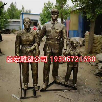 定制铸铜慈孝文化孝敬老人尊老爱幼玻璃钢人物雕塑孝道景观摆件
