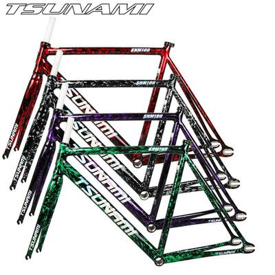 2025款TSUNAMI海啸SNM100烟火色死飞单速铝合金竞速场地自行车架