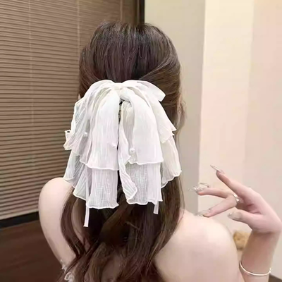 韩国海盐蓝日常网纱蝴蝶结发夹