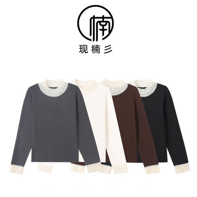 NANJIE/楠姐【香香布蕾】澳绒双面秋冬蕾丝花边精致打底衫XNS6730