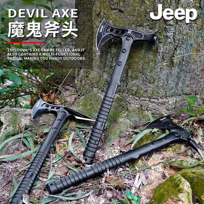 JEEP户外开山刃战术斧头防身生存武器装备战斧应急劈柴营地工兵斧
