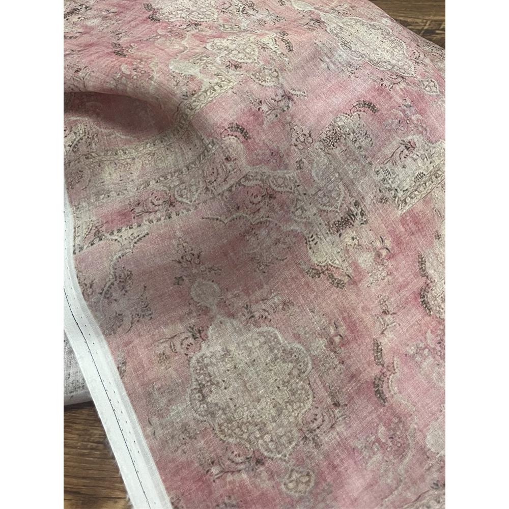布久以逅中式覆古苎麻印花衬衫面料汉服麻料国风连衣裙布料 文案
