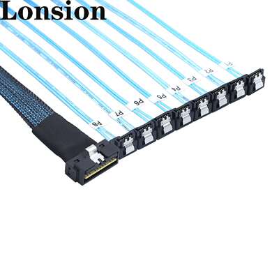 SlimSASLPLowprofileSFF-86548I74P转8个SATA7P90度线束