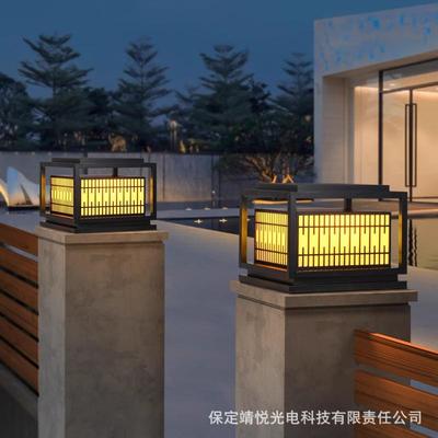 新中式太阳能柱头灯户外防水庭院灯室外别墅围墙花园接电款柱子灯