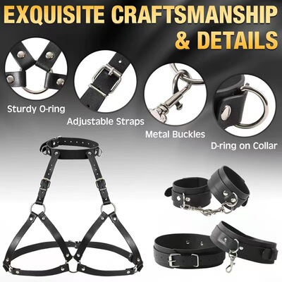 Bdsm Bondage Set Restraint Adult Game Handcuff Neck Collar W