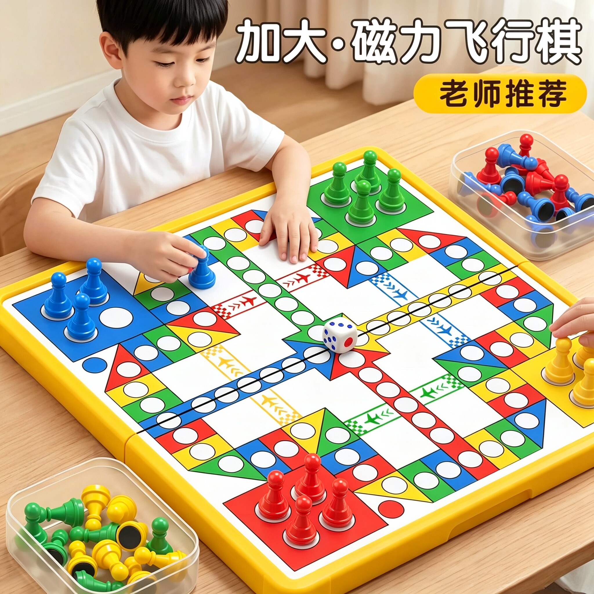 飞行棋磁吸儿童版棋类益智玩具小学生幼儿园专用便携棋子棋盘成人