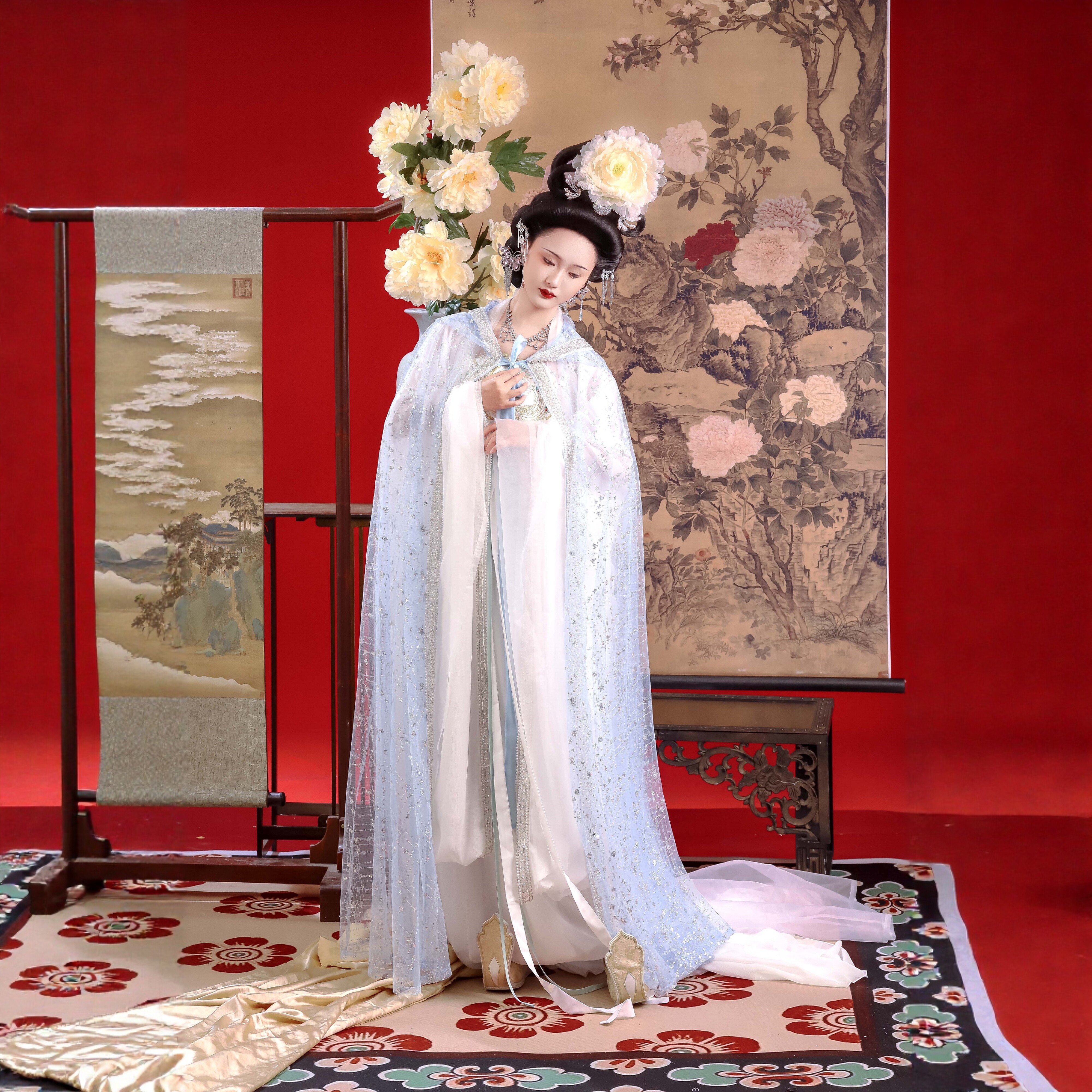 华姿仪赏贵妃醉月唐制诃子裙汉服女 复原大袖衫 贵妃同款写真套装