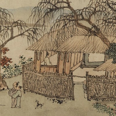 沈周柴桑隐如图临摹国画真迹复制明代古画文人山水幅画芯装饰画