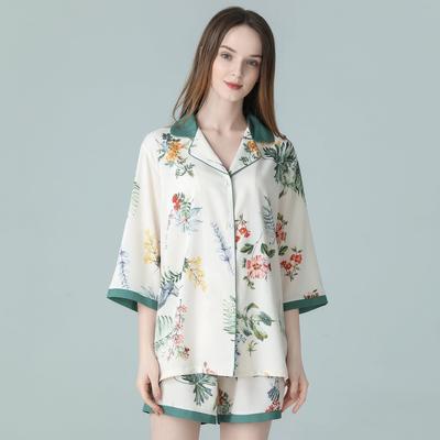 IIZZINI黄蔷薇 原创睡衣女夏季薄款冰丝国风外穿高级感家居服套装