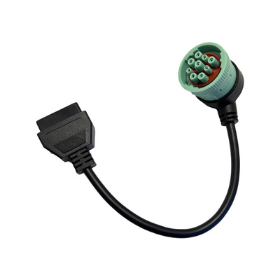 Truck Cable OBD1 to OBD2德驰9PIN母头绿色弯头female to 16Pin
