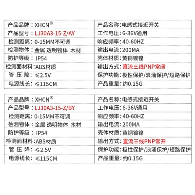 LJ电感式接近关传感器LJZ三线NN常感应关LJ