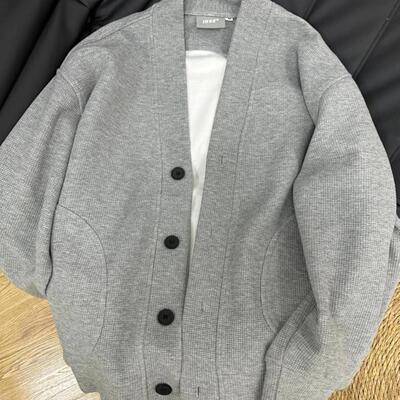日系开衫单排扣简约休闲宽松慵懒风开衫外套男华格夫休闲春秋夹克