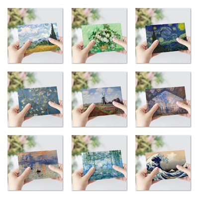 名画风格留言卡片主持人手卡油画台词卡梵高莫奈乌合麒麟提词包邮