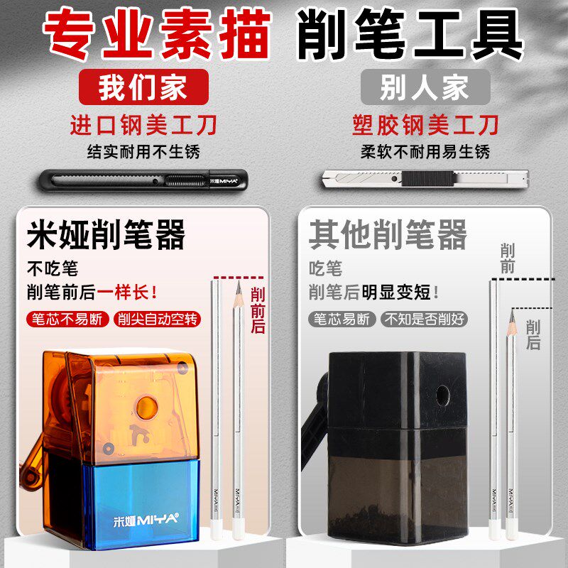 米娅哑光素描铅笔工具套装初学者入门14b2b绘画学生炭笔美术生专