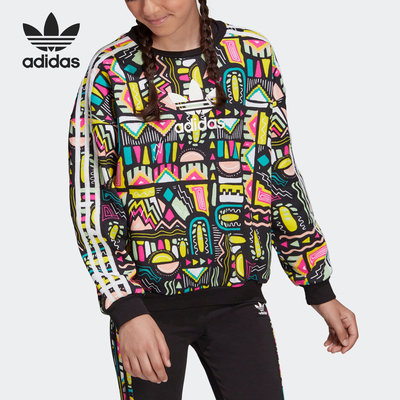 Adidas/阿迪达斯正品三叶草当季新款女大童套头卫衣 ED7864
