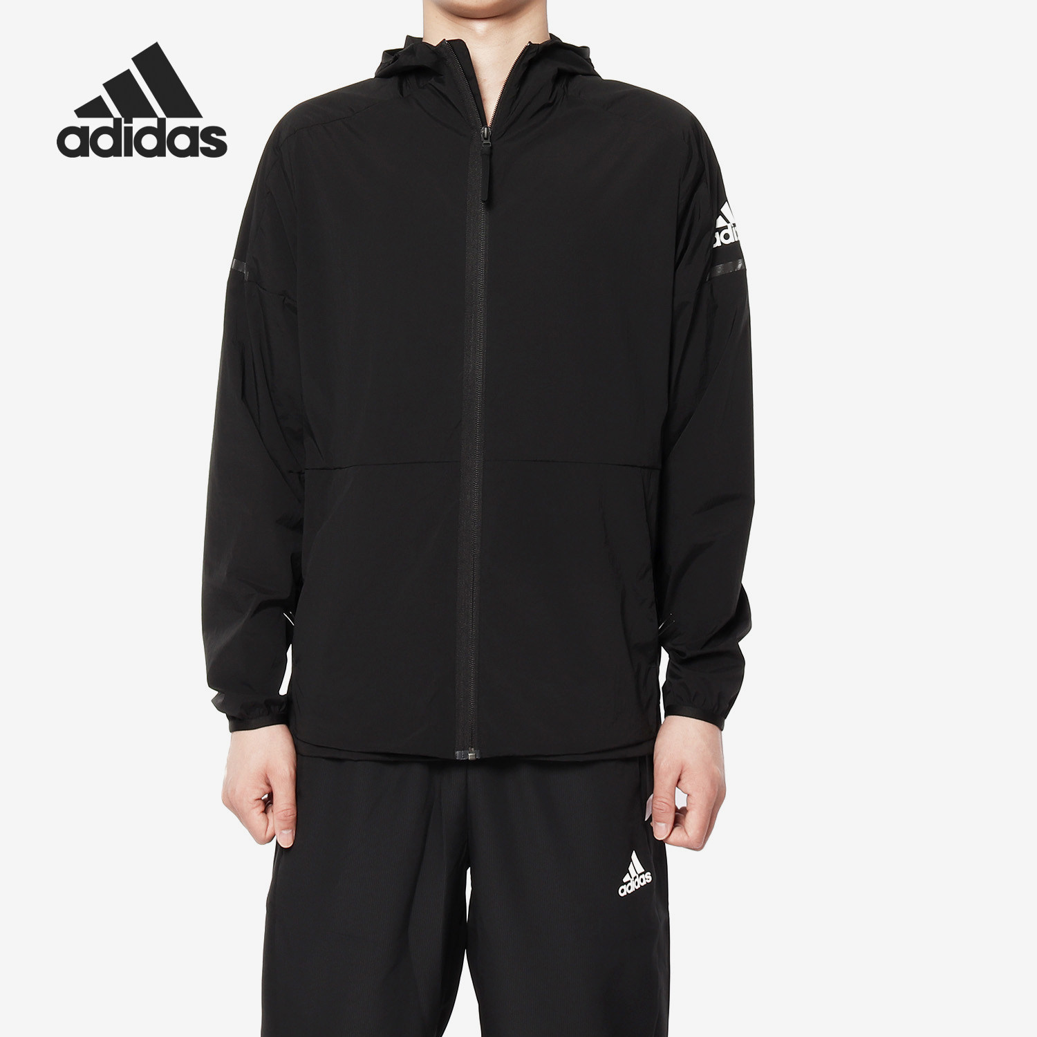 Adidas/阿迪达斯正品男子连帽运动休闲风衣夹克外套 FI8759