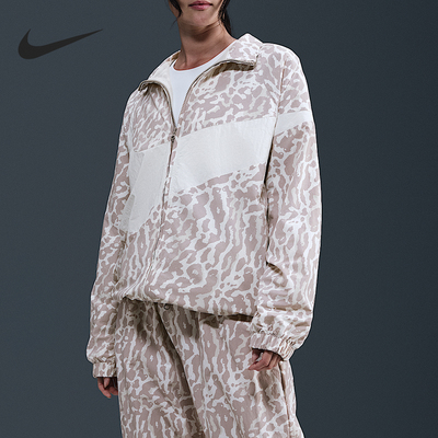 Nike/耐克正品2025秋季款女士休闲梭织豹纹印花外套IB7264-009