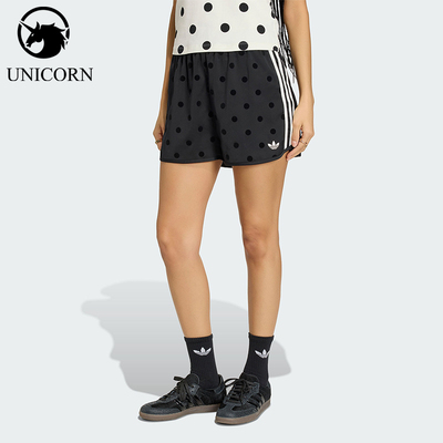 Adidas/阿迪达斯官方正品三叶草女士复古风波点运动短裤KV1172