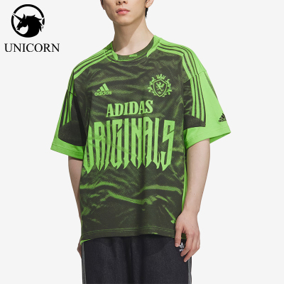Adidas/阿迪达斯正品三叶草男黑绿色宽松经典快干易干短袖IB7099