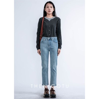 DOROTHY丨单排扣拼色磨毛长袖上衣T恤糯米假两件春秋套头圆领内搭