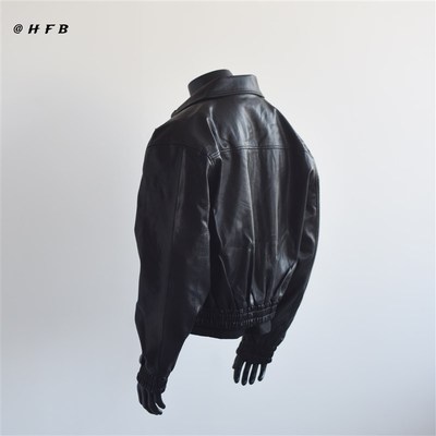 HFB 秋季短款显高皮衣翻领夹克新款机车休闲外套宽松上衣男士L155
