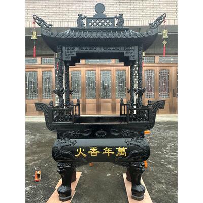 室外寺庙插香炉带盖四龙柱佛堂广场景区烧香炉礼佛铸铁彷古香薰炉