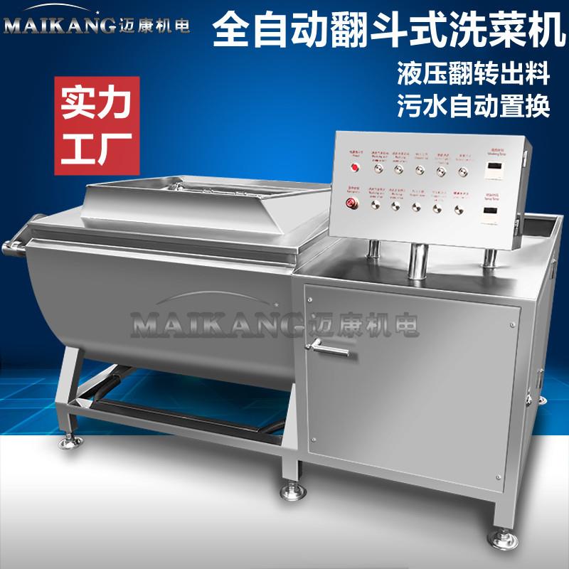 厂家供应小型果蔬清洗机单杠自动出料洗菜机翻斗式洗果设备