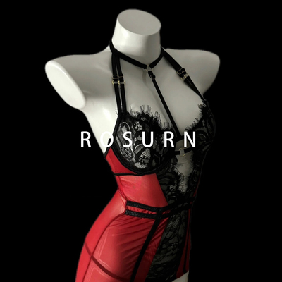 夜曲蔷薇「致命玫瑰」性感包臀小胸聚拢蕾丝软钢圈睡裙内衣