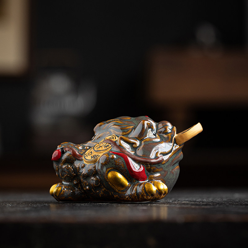 招财进宝金蟾茶桌创意足蟾蜍茶宠茶几饰礼品