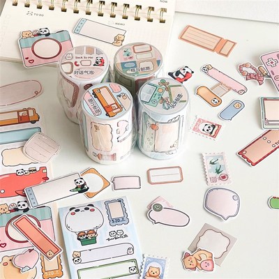 有熊书写框框手帐切膜胶带贴纸卷对话气泡标签模切胶带手账拼贴