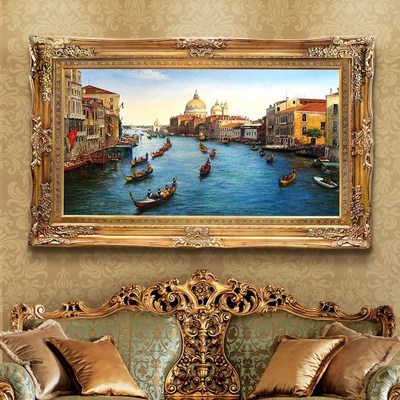 酒店办公室别墅挂画客厅欧式手绘风景油画威尼斯水城装饰画壁画