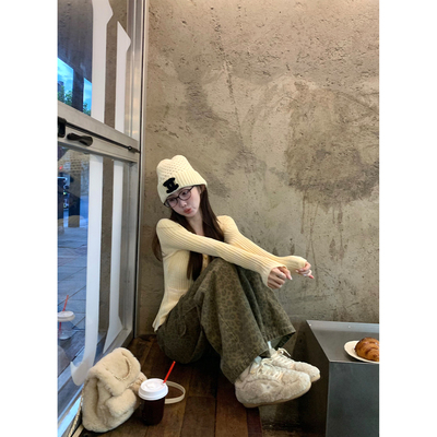 jijilulu积极璐 时髦尖子生 豹纹宽松休闲裤透气吸睛大口袋裤子