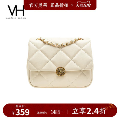 VH女包菱格小方包玫瑰软包斜挎包