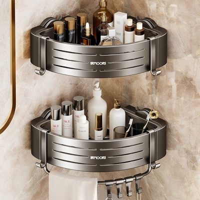 隐藏式吸盘浴室置物架卫生间墙角免打孔厕所洗漱台三角壁挂转角