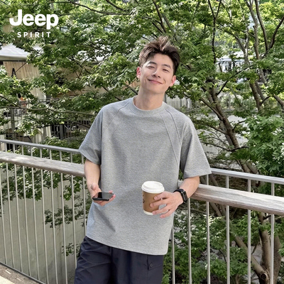 Jeep吉普重磅拼接短袖T恤夏季