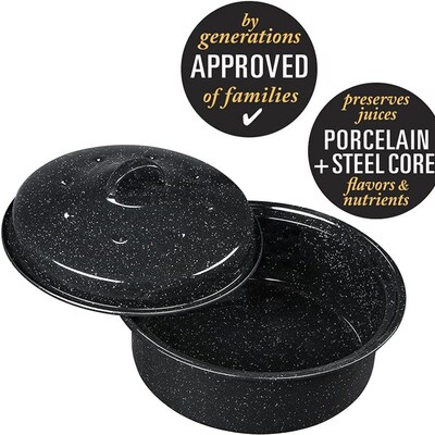 Small Covered Round Roaster Enamel Steel Cookware Cookware