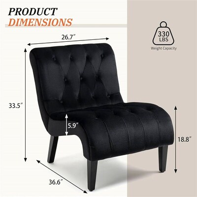 Armless Accent Chair Set of 2, Upholstered Velvet Lounge Cha